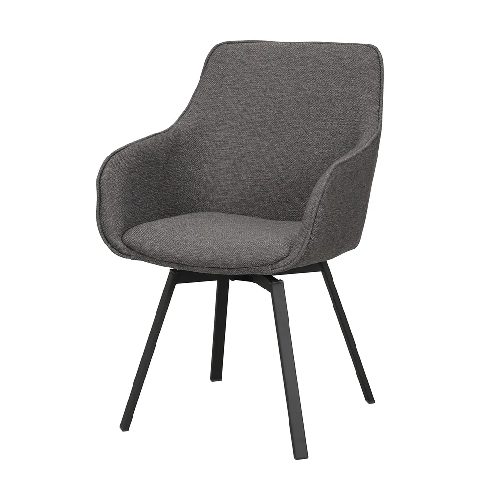 Rowico Home Alison chair with armrests grey fabric/black metal legs ...